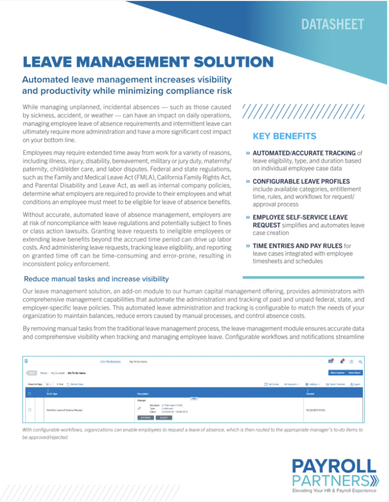 Leave Management Solution – Payroll Partners