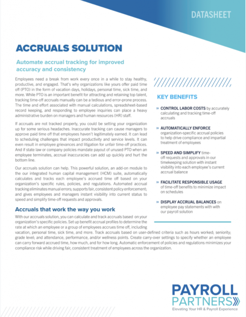 Accruals Solution – Payroll Partners